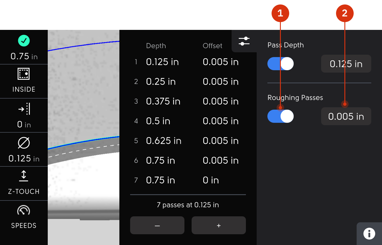Advanced Cut Settings - Roughing Passes